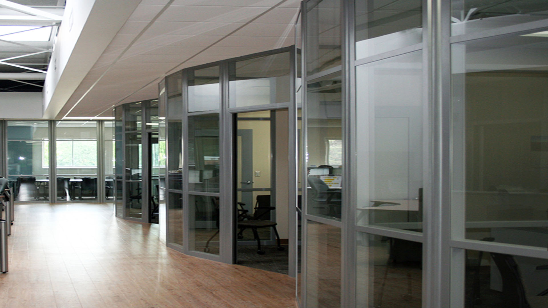 Angled Glass Wall in San Diego | Pacific Ergonomics