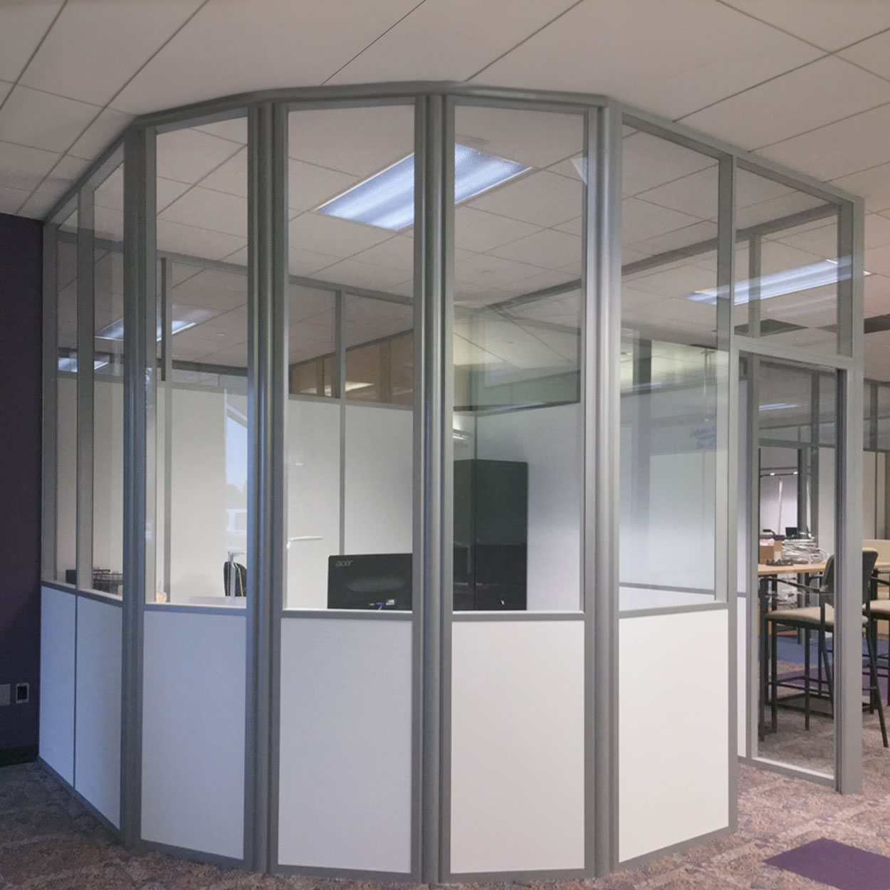 Angled Glass Wall in San Diego | Pacific Ergonomics