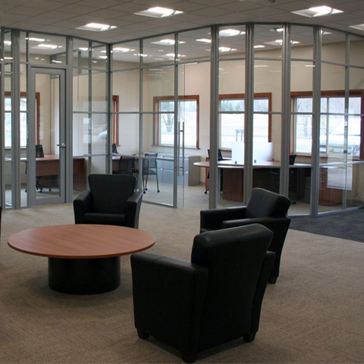 Angled Glass Wall in San Diego | Pacific Ergonomics