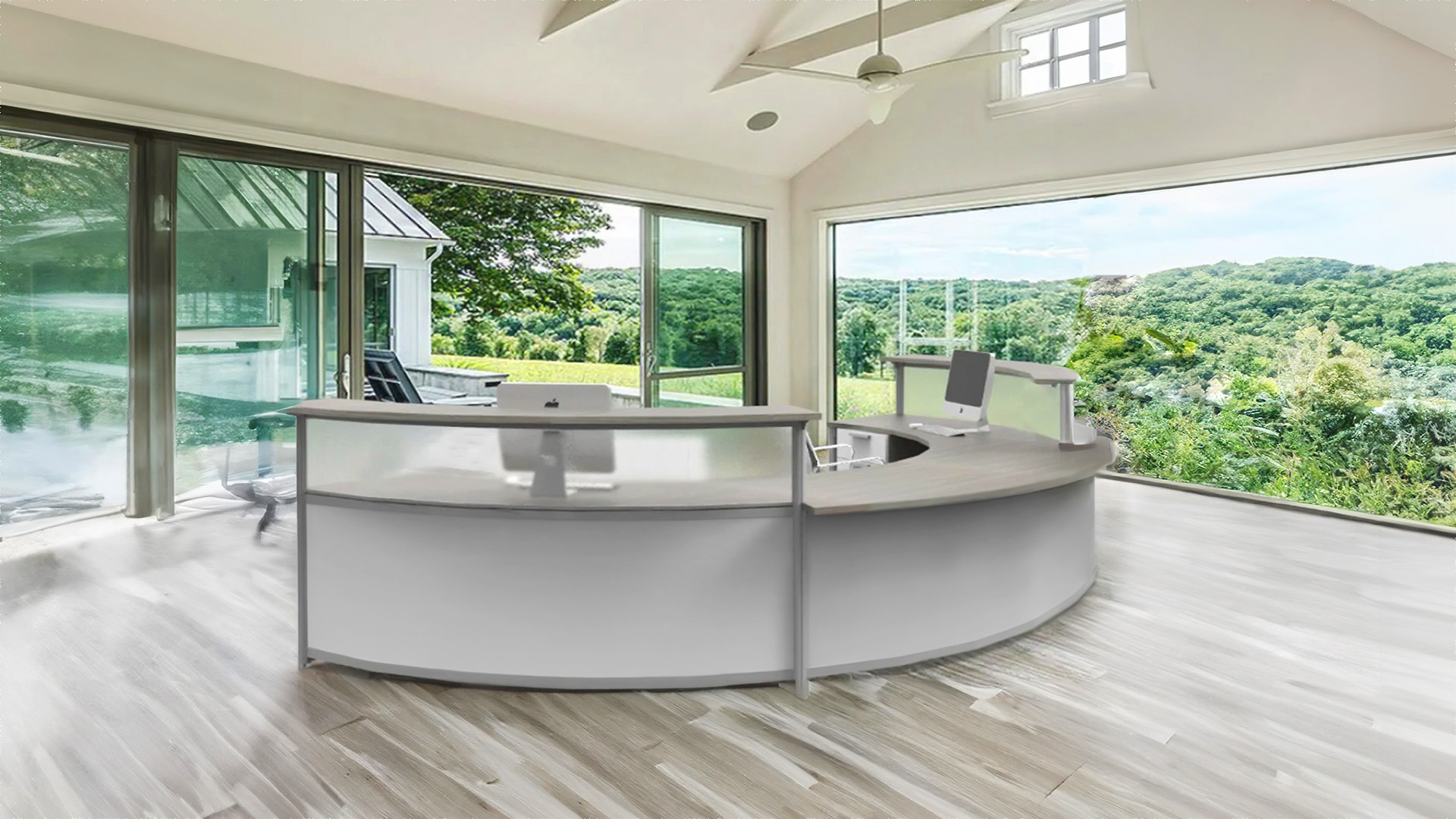 Modern White Reception Desk | Pacific Ergonomics