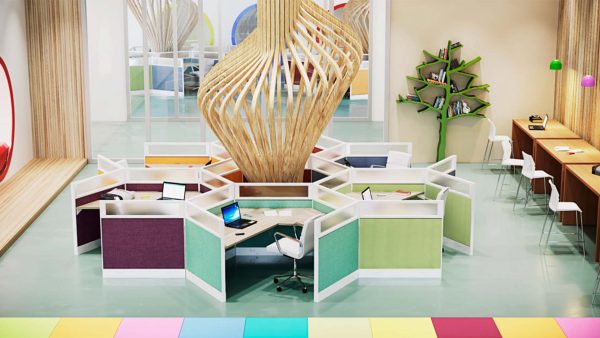 Modern Cubicle Design with Color | Pacific Ergonomics